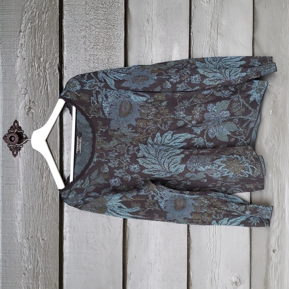 Peruvian Connection | Tops | Peruvian Connection Dark Floral Jacquard ...